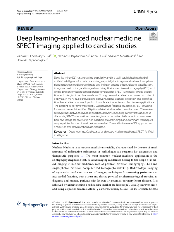 (PDF) Deep learning-enhanced nuclear medicine SPECT imaging applied to ...