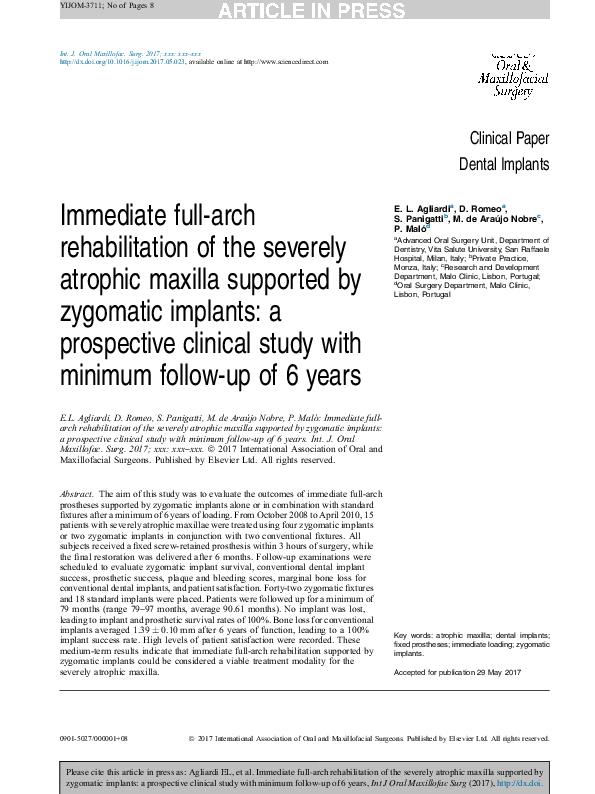 (PDF) Immediate full-arch rehabilitation of the severely atrophic ...