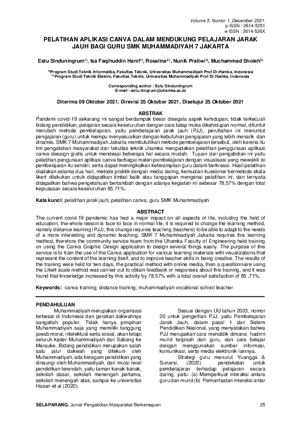 (PDF) Pelatihan Aplikasi Canva Dalam Mendukung Pelajaran Jarak Jauh Bagi Guru SMK Muhammadiyah 7 ...