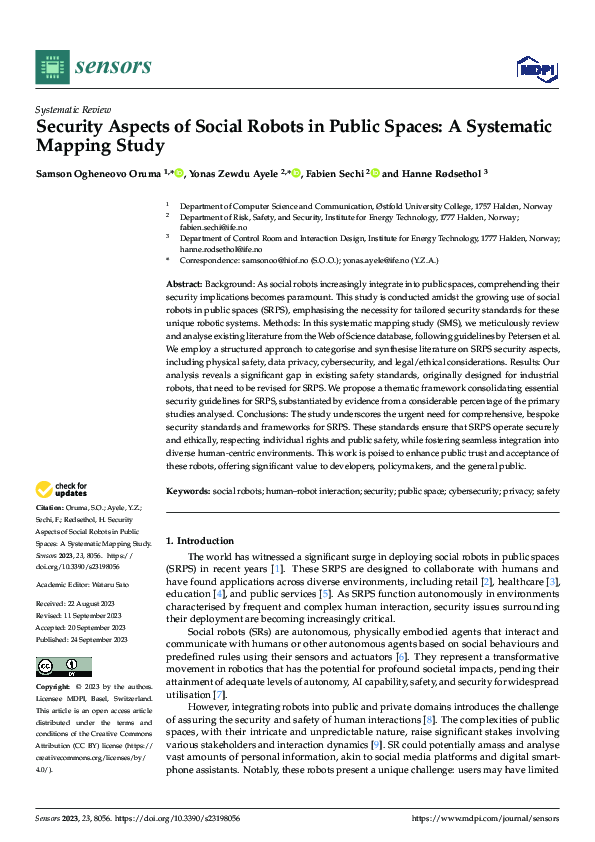 (PDF) Security Aspects of Social Robots in Public Spaces: A Systematic Mapping Study