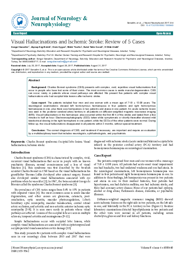 (PDF) Visual Hallucinations and Ischemic Stroke: Review of 5 Cases ...