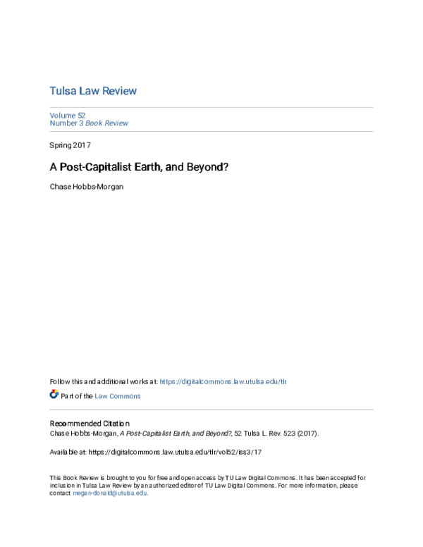 (PDF) A Post-Capitalist Earth, and Beyond?