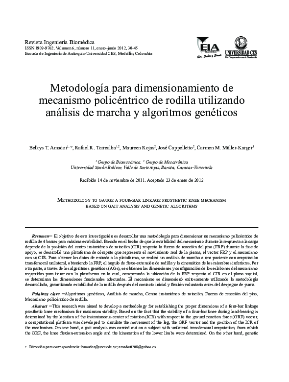 (PDF) Methodology to gauge a four-bar linkage prosthetic knee mechanism ...
