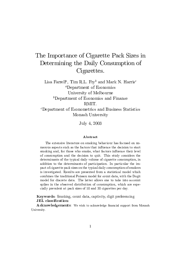 (PDF) The importance of cigarette pack sizes in determining the daily ...