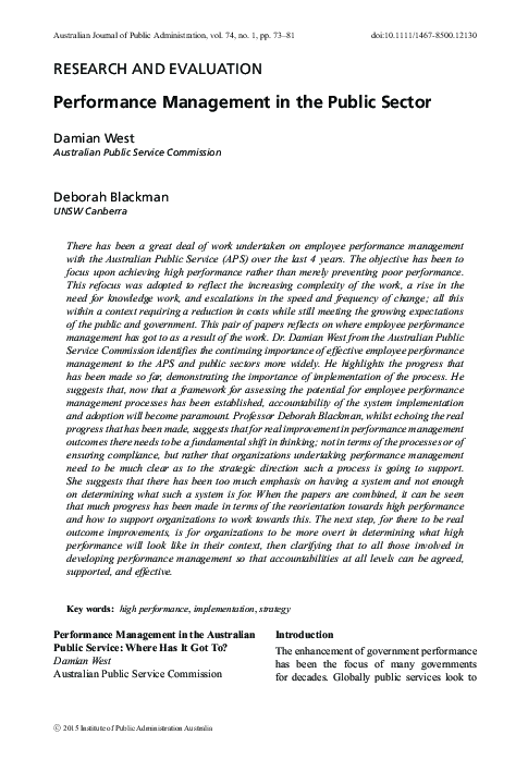 (PDF) Performance management in the public sector