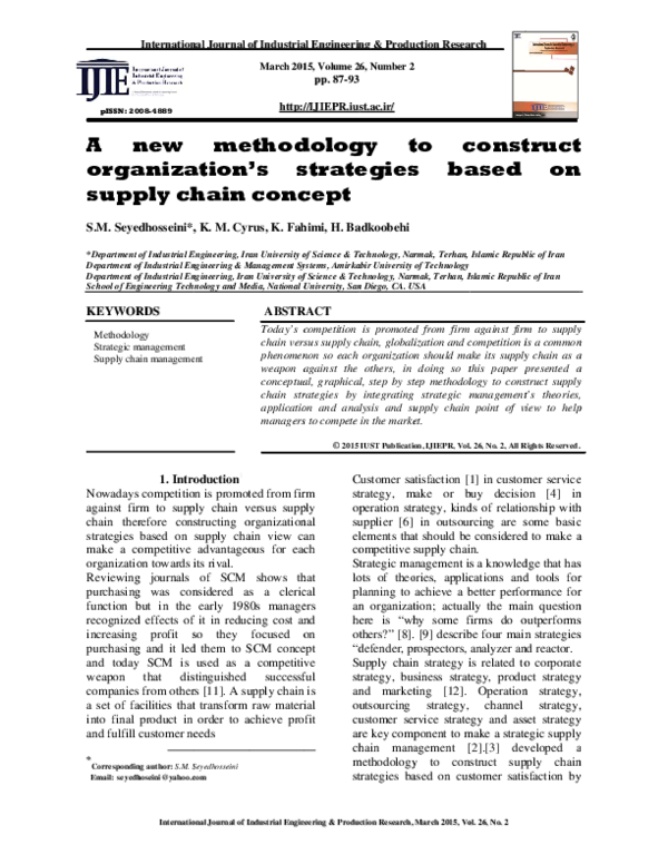 (PDF) A new methodology to construct organization’s strategies based on supply chain concept ...