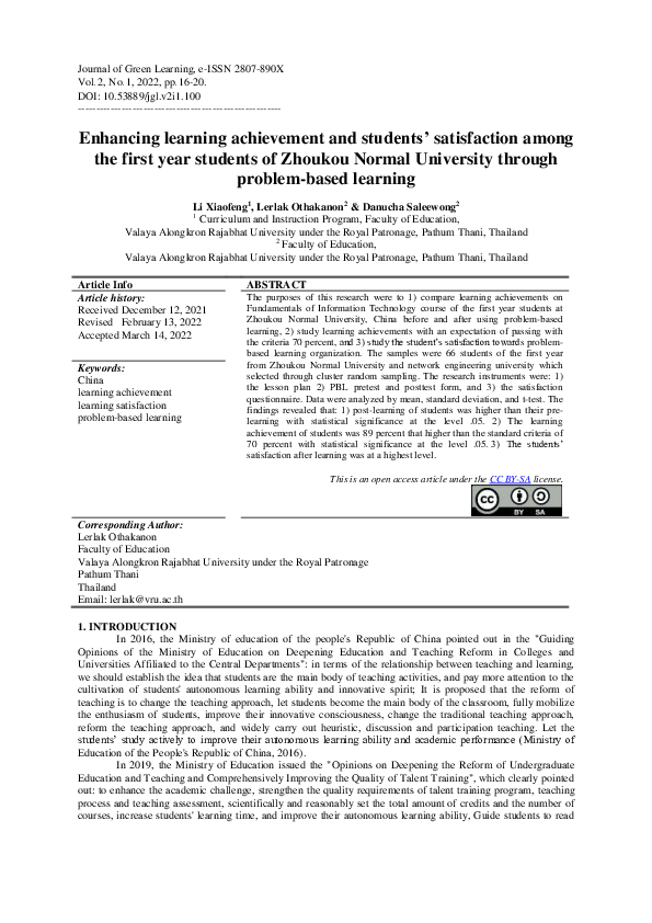 (PDF) Enhancing learning achievement and students’ satisfaction among the first year students of ...