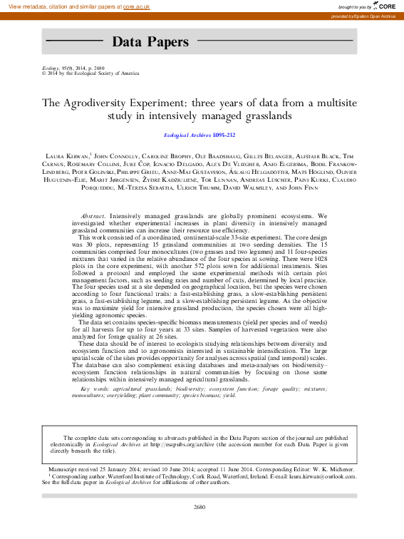 (PDF) The agrodiversity experiment