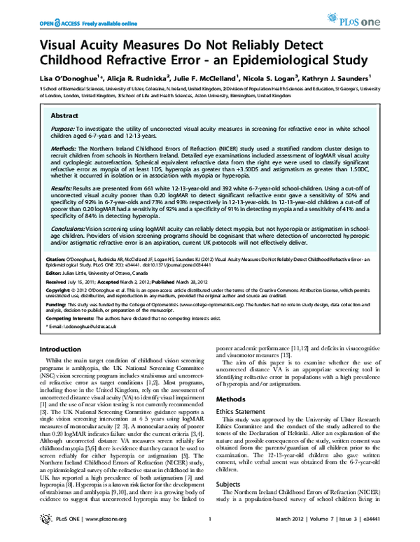 (PDF) Visual Acuity Measures Do Not Reliably Detect Childhood ...