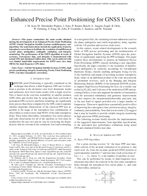 (PDF) Enhanced Precise Point Positioning for GNSS Users