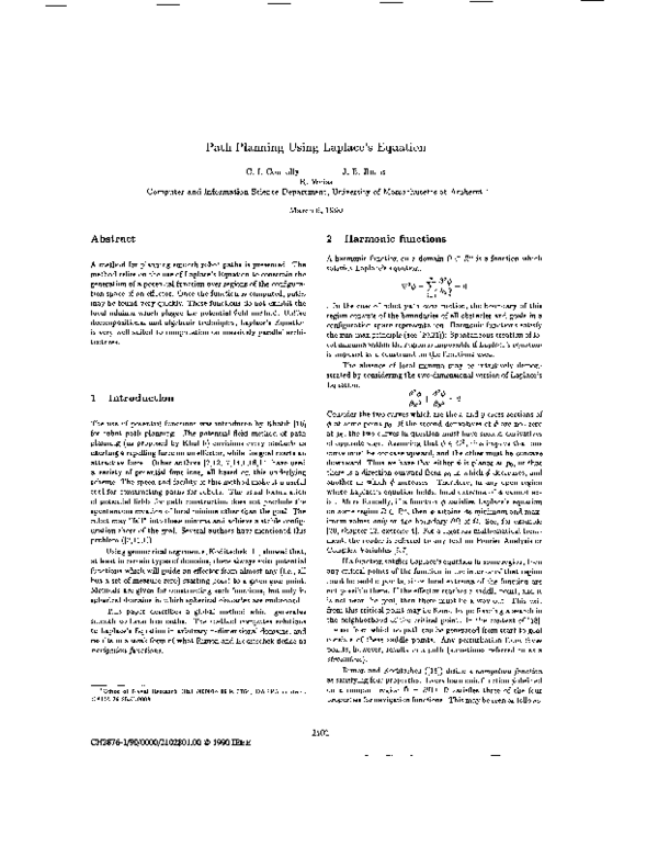 (PDF) Path planning using Laplace's equation