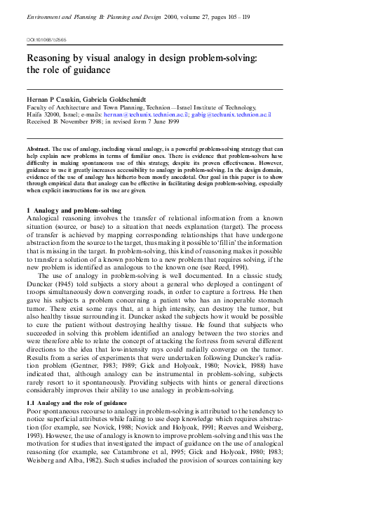 (PDF) Reasoning by Visual Analogy in Design Problem-Solving: The Role ...