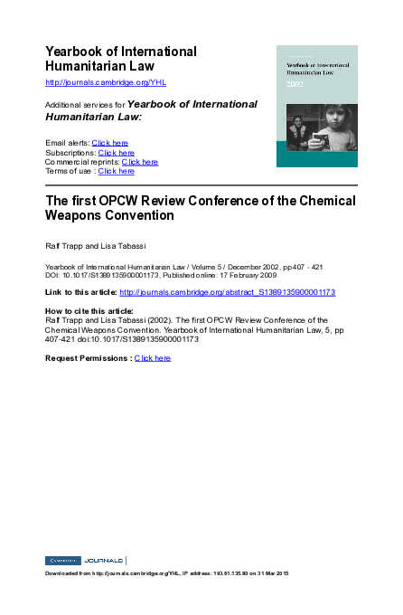 (PDF) The First OPCW Review Conference of the Chemical Weapons Convention