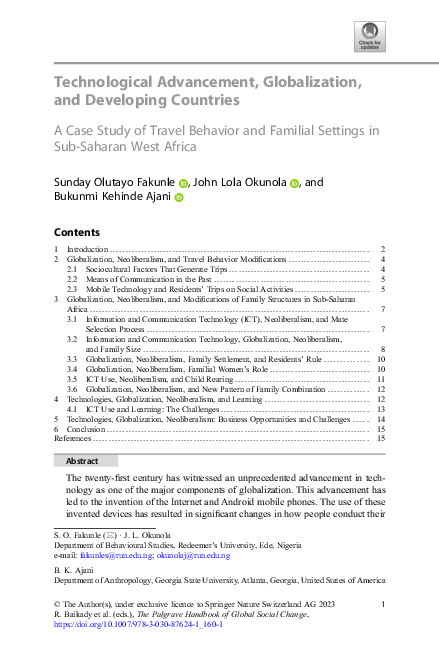 (PDF) Technological Advancement, Globalization, and Developing Countries A Case Study of Travel ...