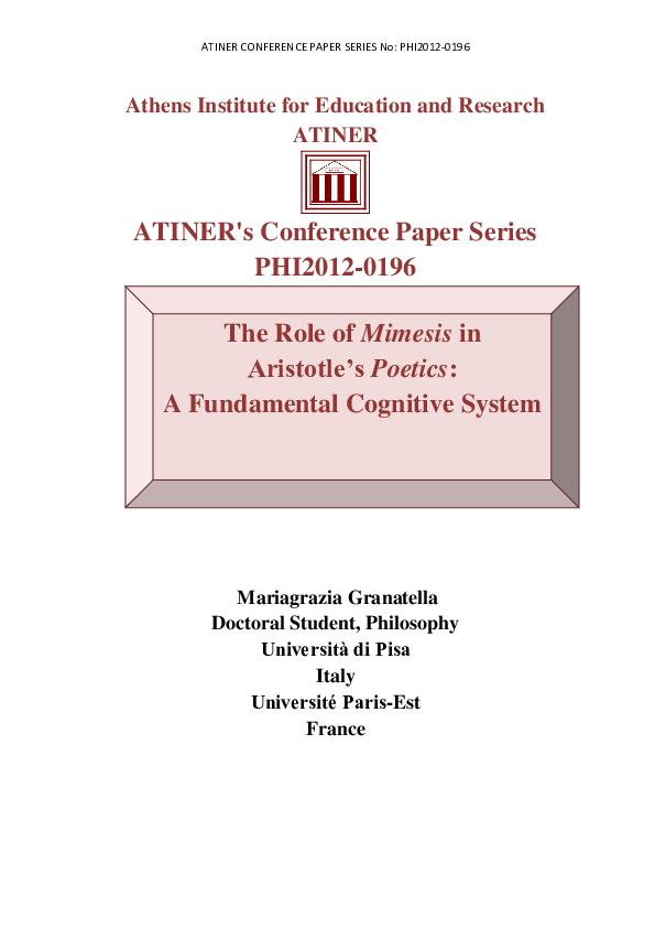 (PDF) ATINER's Conference Paper Series PHI2012-0196 | Mariagrazia ...