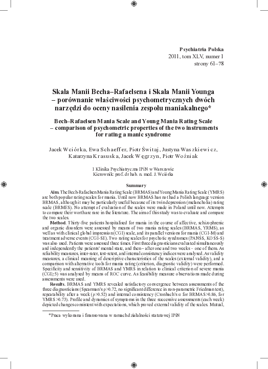 (PDF) [Bech-Rafaelsen Mania Scale and Young Mania Rating Scale ...