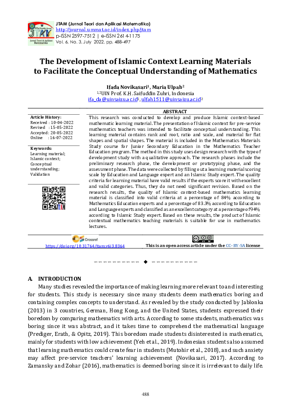 (PDF) The Development of Islamic Context Learning Materials to ...