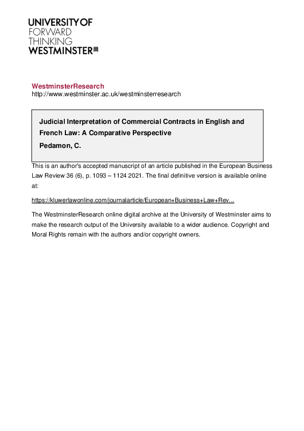 (PDF) Judicial Interpretation of Commercial Contracts in English and ...