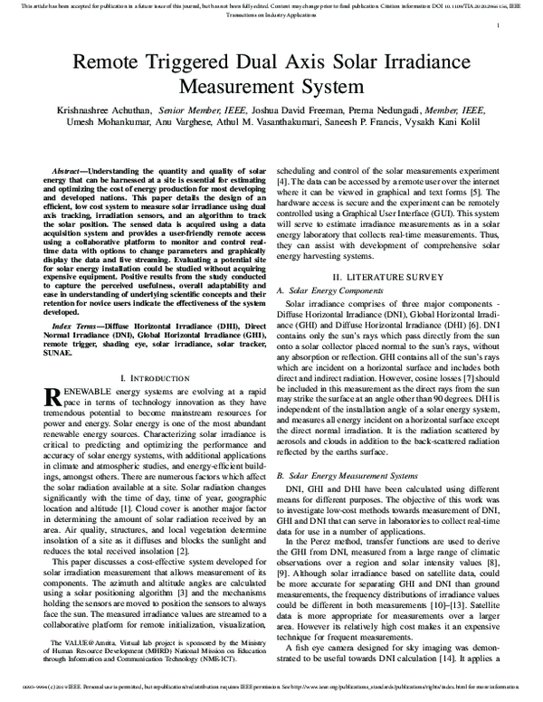 (PDF) Remote Triggered Dual-Axis Solar Irradiance Measurement System