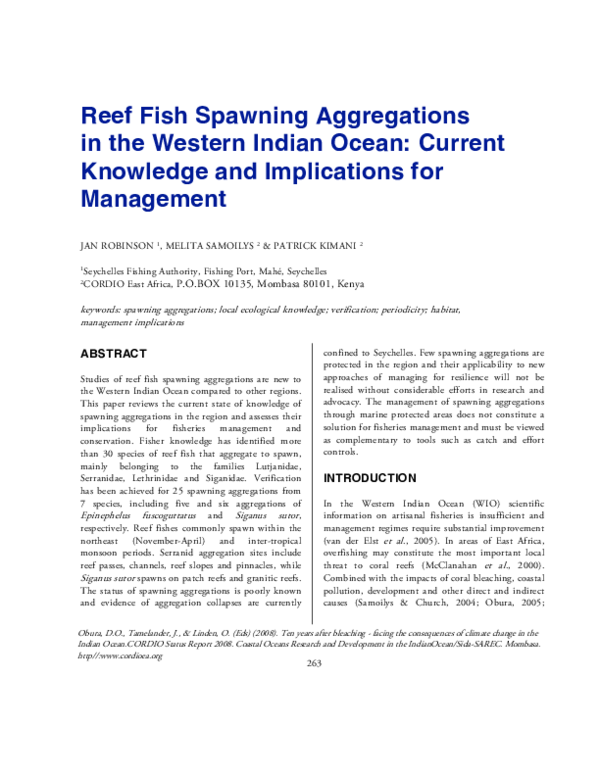 (PDF) Reef Fish Spawning Aggregations in the Western Indian Ocean ...
