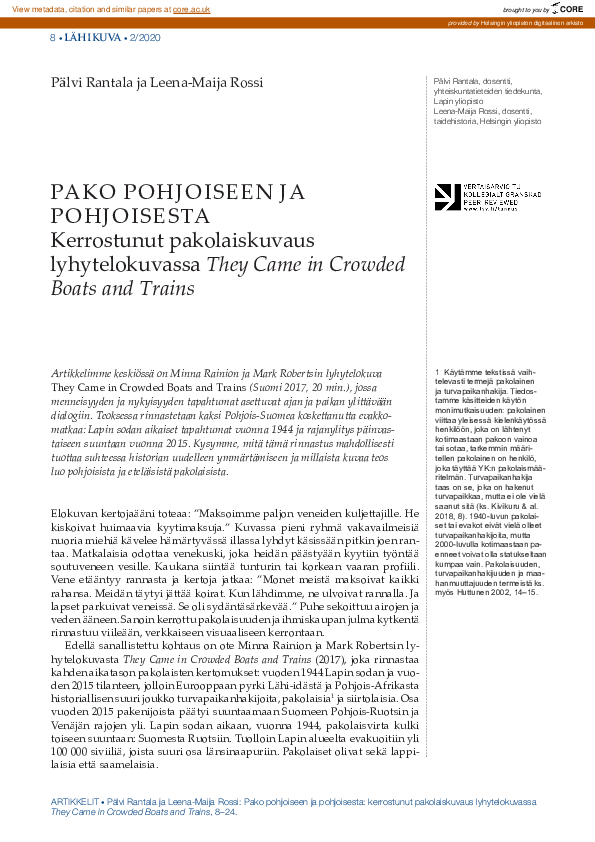 (PDF) Pako pohjoiseen ja pohjoisesta
