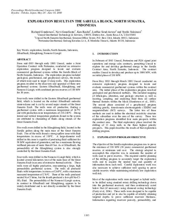 (PDF) Exploration results in the Sarulla block, north Sumatra, Indonesia