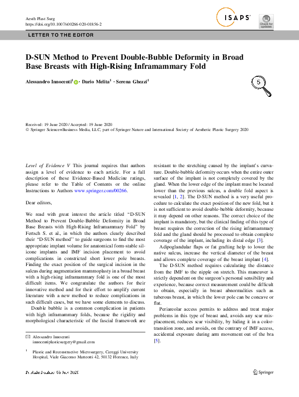 (PDF) D-SUN Method to Prevent Double-Bubble Deformity in Broad Base ...