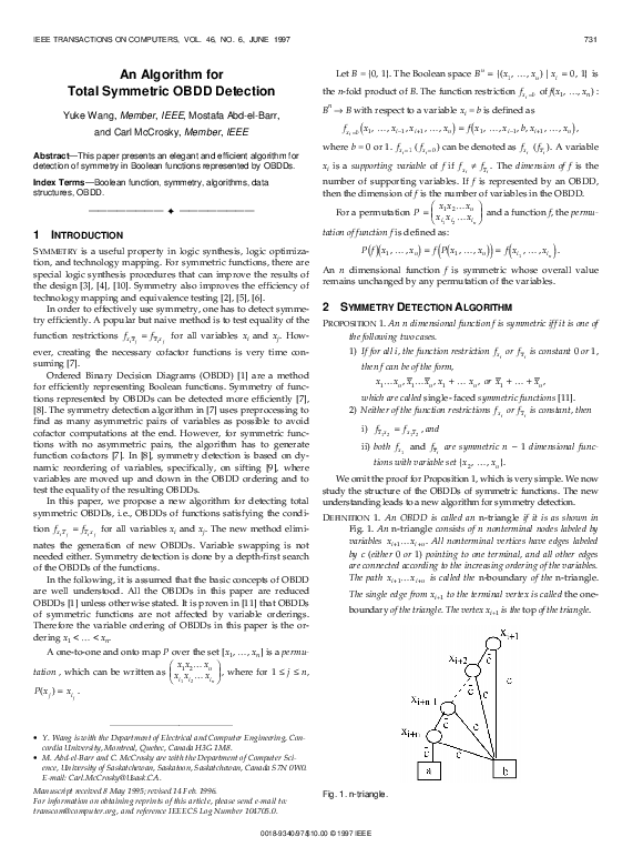 (PDF) An algorithm for total symmetric OBDD detection