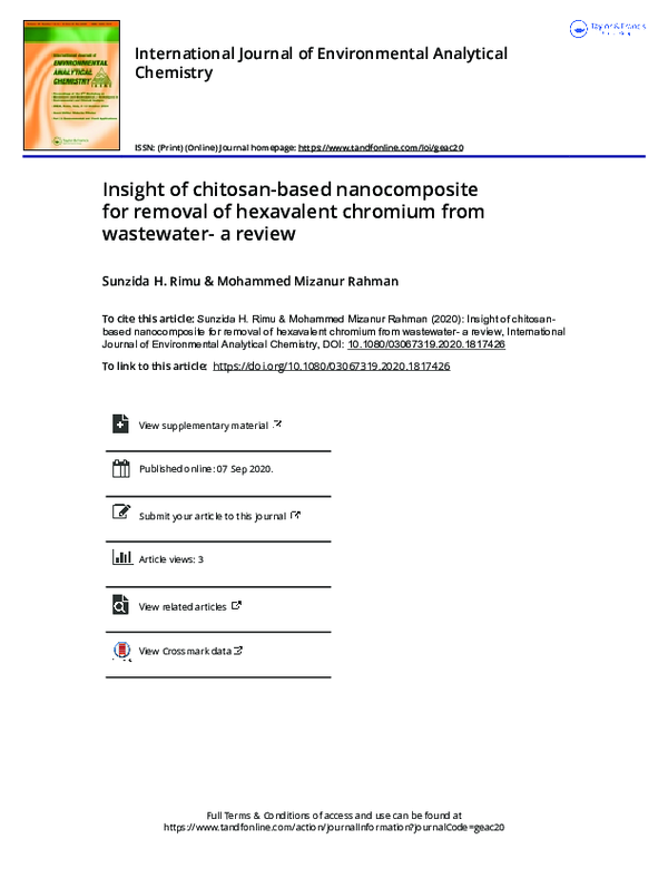 (PDF) Insight of chitosan-based nanocomposite for removal of hexavalent chromium from wastewater ...