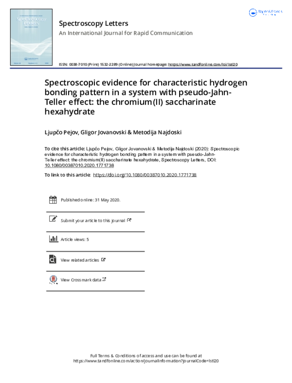 (PDF) Spectroscopic evidence for characteristic hydrogen bonding ...