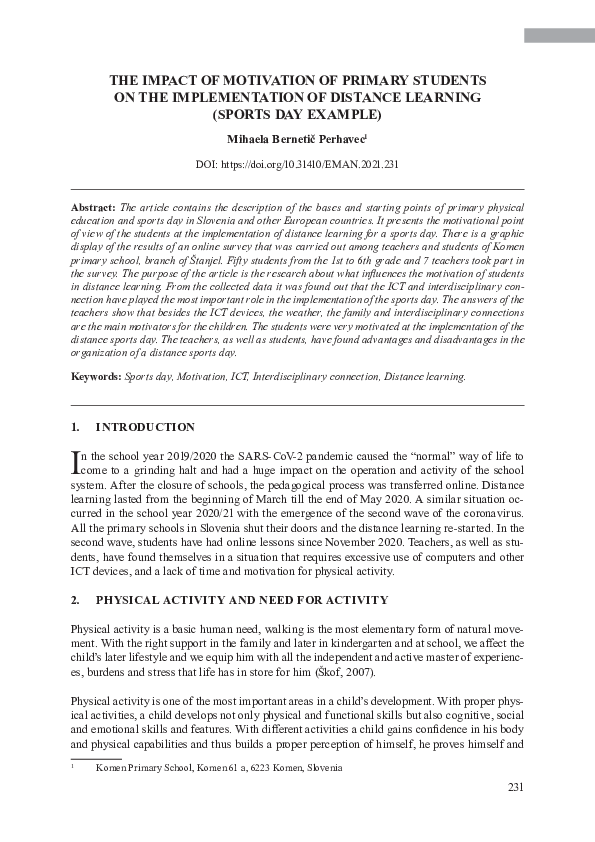 (PDF) The Impact of Motivation of Primary Students on the ...