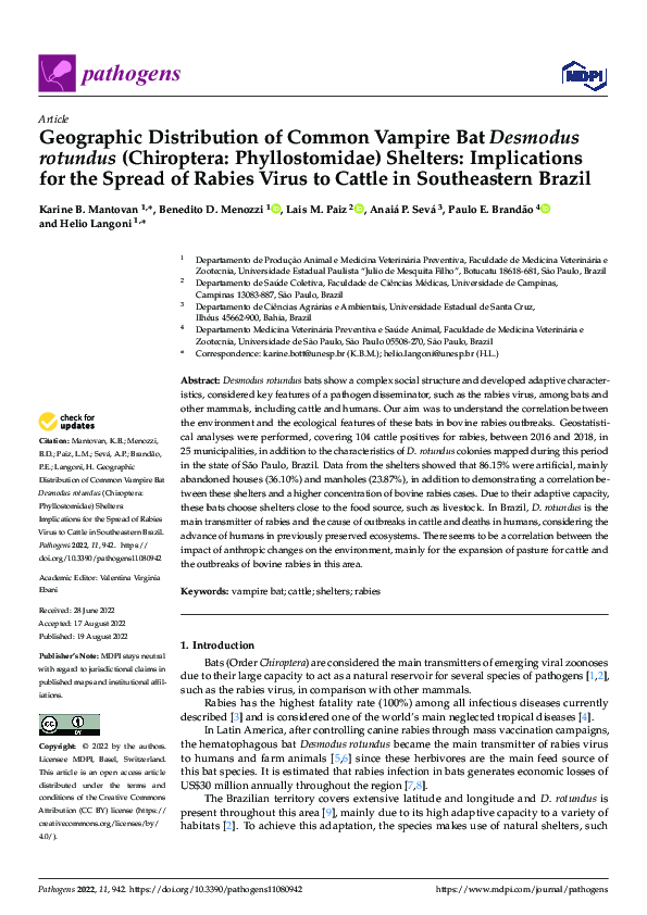 (PDF) Geographic Distribution of Common Vampire Bat Desmodus rotundus ...