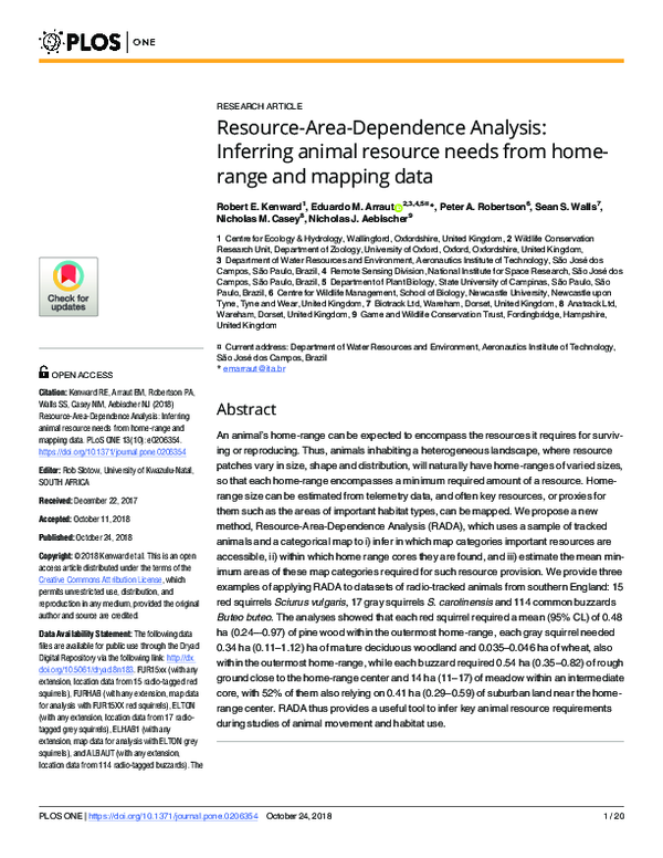 (PDF) Resource-Area-Dependence Analysis: Inferring animal resource needs from home-range and ...