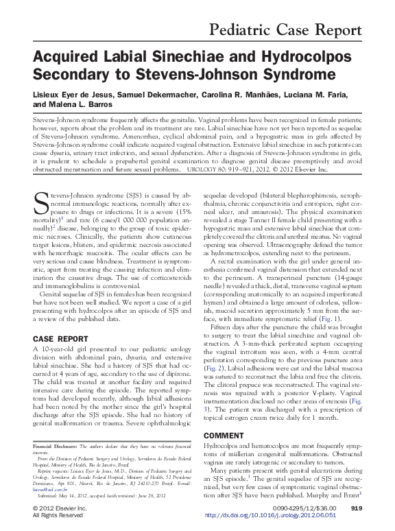 (PDF) Acquired Labial Sinechiae and Hydrocolpos Secondary to Stevens ...