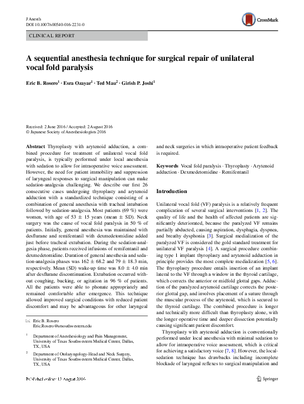 (PDF) A sequential anesthesia technique for surgical repair of ...