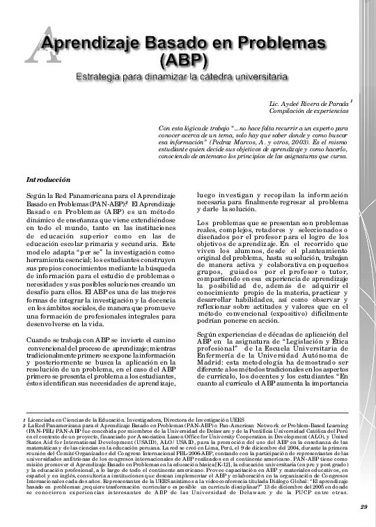 (PDF) Aprendizaje Basado en Problemas (BP)