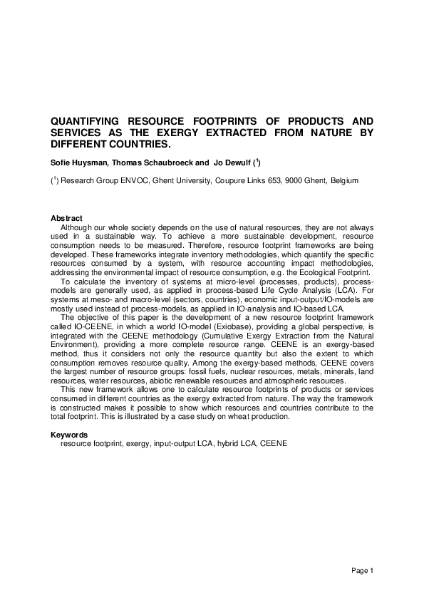 (PDF) Exergy-Based Resource Footprints by Country
