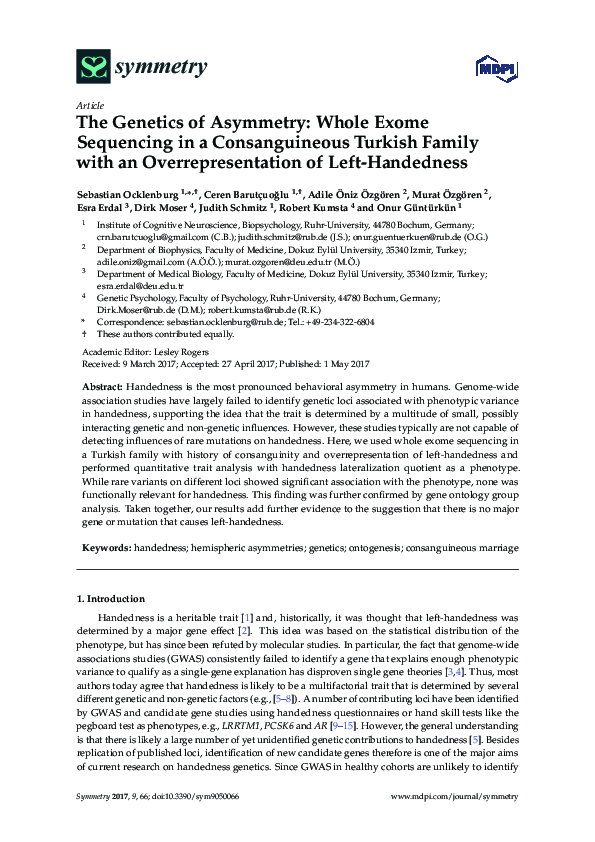 (PDF) The genetics of asymmetry