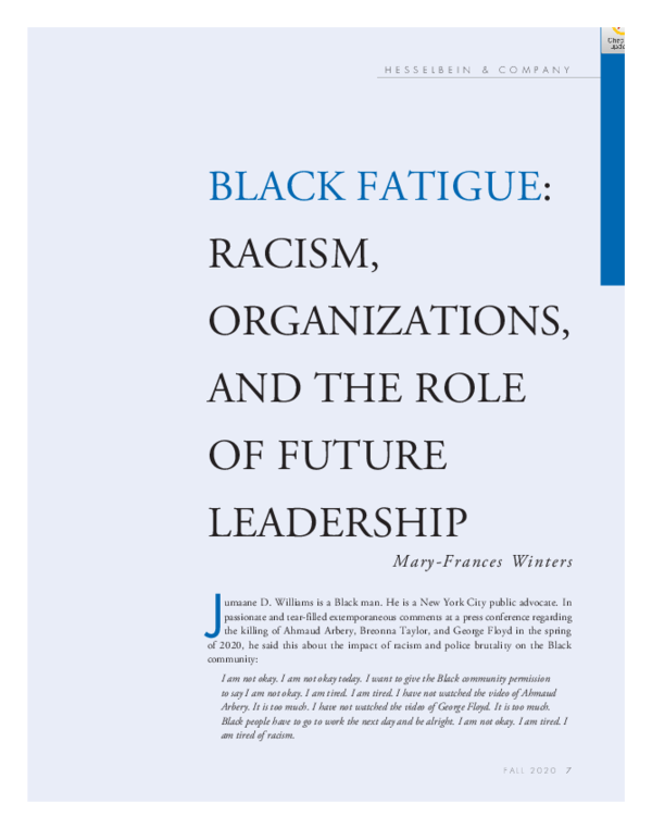 (PDF) Black Fatigue: Racism, Organizations, and the Role of Future ...