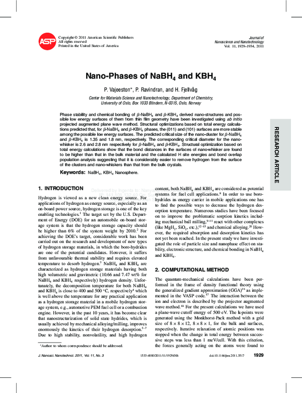 (PDF) Nano-Phases of NaBH4 and KBH4