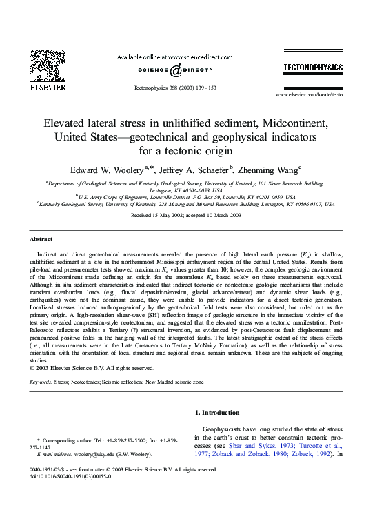 (PDF) Elevated lateral stress in unlithified sediment, Midcontinent ...