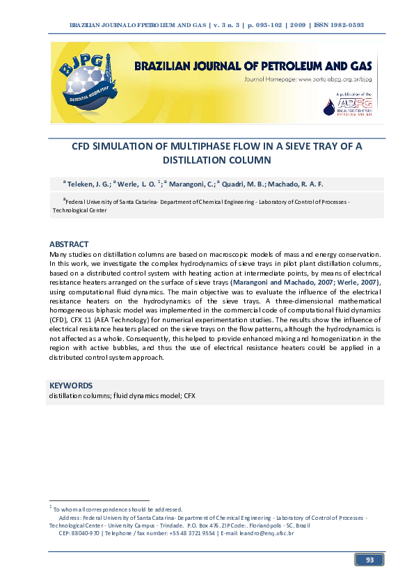 (PDF) CFD Simulation of Multiphase Flow in a Sieve Tray of a ...