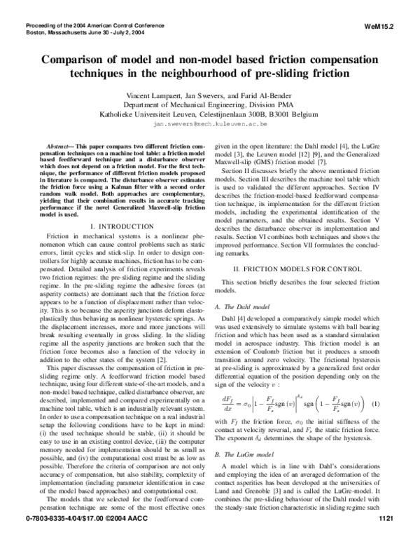 (PDF) Friction Compensation Techniques Comparison