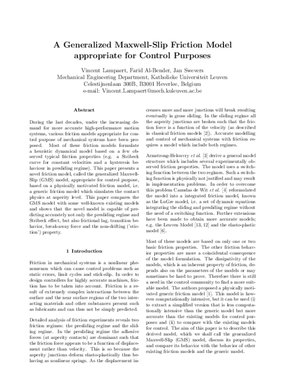 (PDF) A generalized Maxwell-slip friction model appropriate for control ...