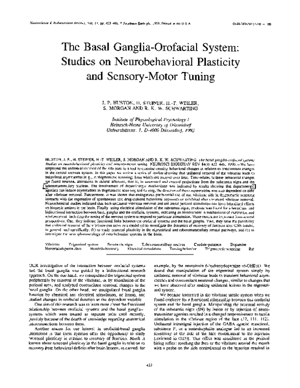 (PDF) The basal ganglia-orofacial system: Studies on neurobehavioral ...