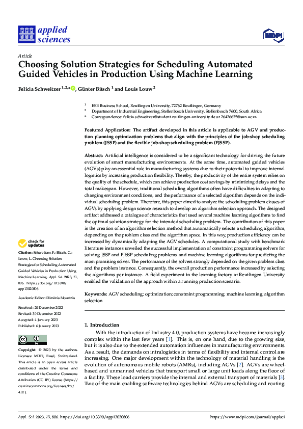 (PDF) Choosing Solution Strategies for Scheduling Automated Guided Vehicles in Production Using ...