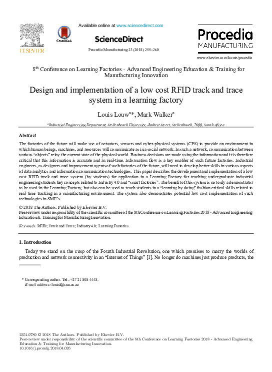 (PDF) RFID-based Capacity Optimization in Factories