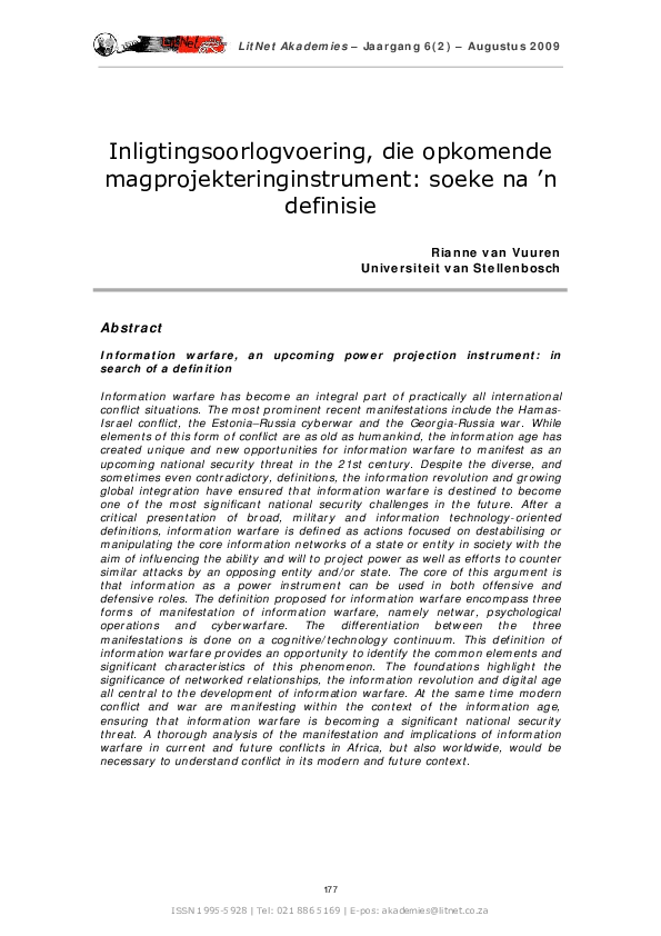 (PDF) Inligtingsoorlogvoering, die opkomende magprojekteringinstrument ...