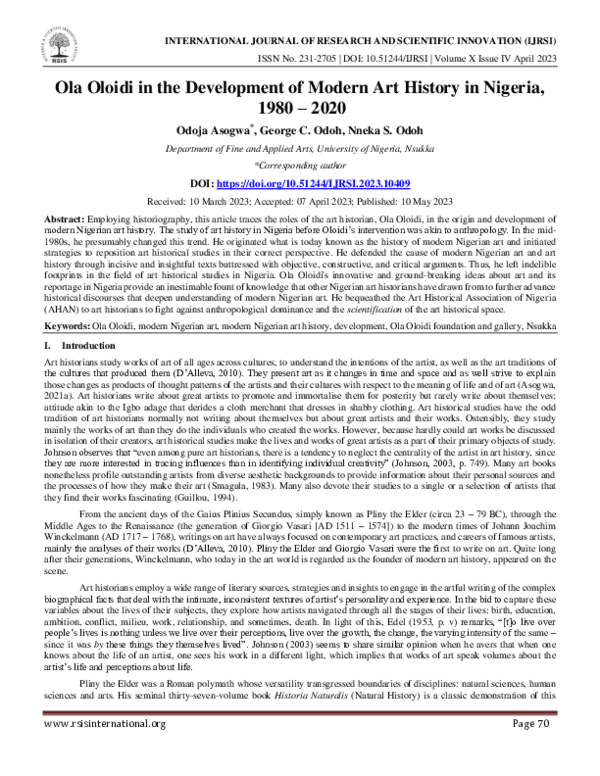 (PDF) Ola Oloidi in the Development of Modern Art History in Nigeria ...