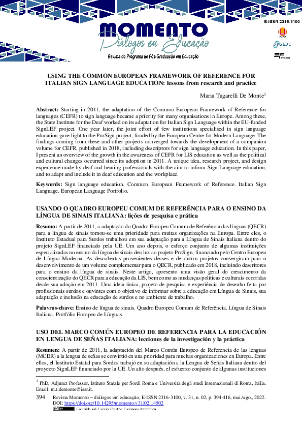 (PDF) Using the Common European Framework of Reference for Italian Sign ...
